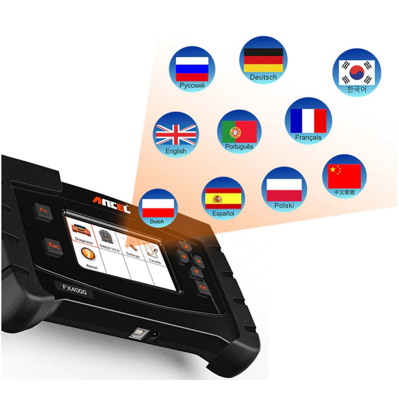 Escáner automotriz Ancel Fx4000 Obd2 motor airbag Abs Srs