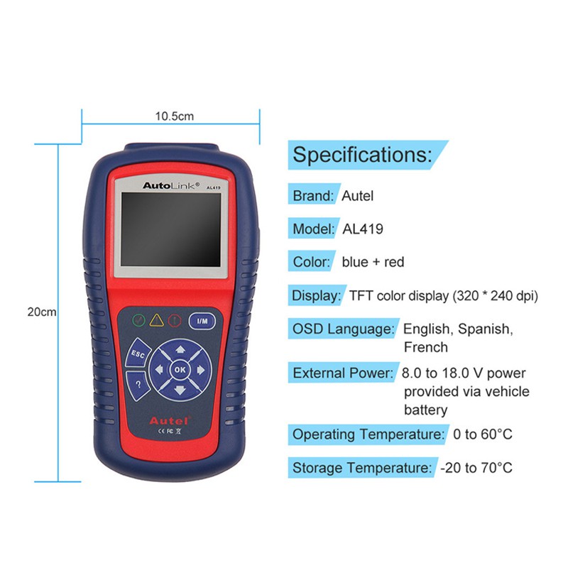 Escáner automotor Autel AL419 OBDII