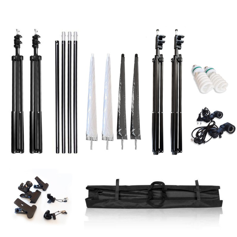 Kit Fotografía Soporte 3 X 1,92 mts Fondos Luces paraguas
