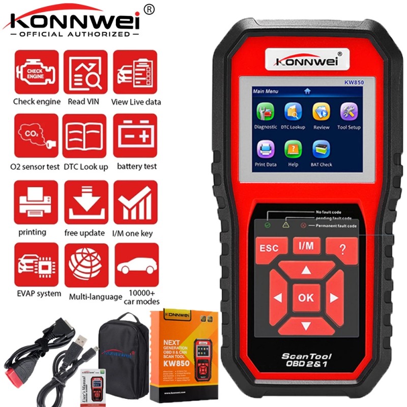 Scanner Automotriz Konnwei Kw850 Obd2 Eobd Diagnostico Can