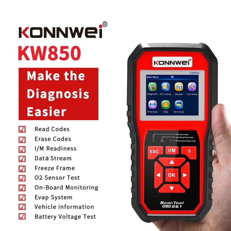 Scanner Automotriz Konnwei Kw850 Obd2 Eobd Diagnostico Can