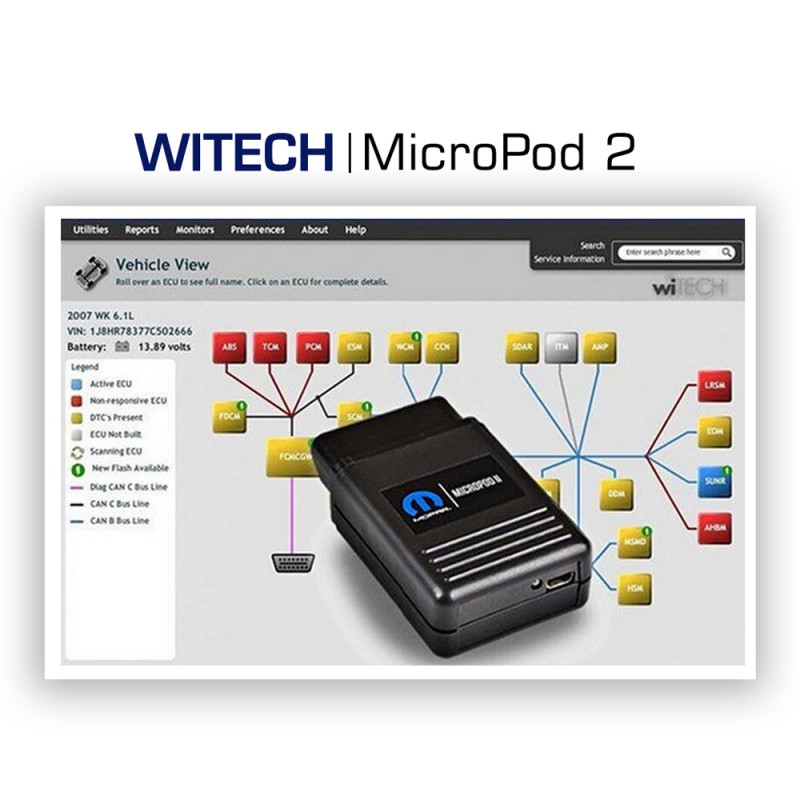 Escáner Witech Micropod 2 Jeep Fiat Chrysler Dodge versión actual